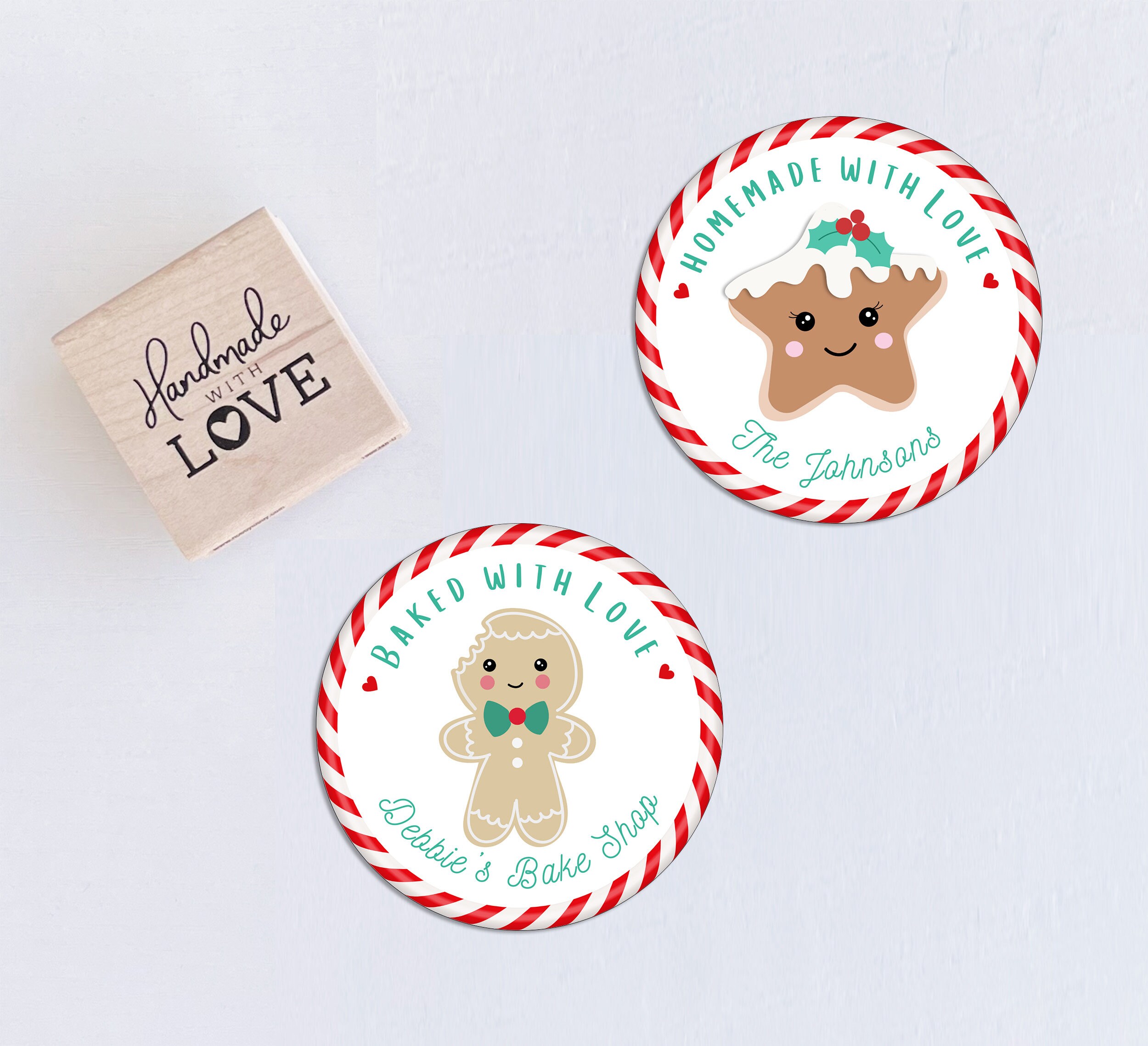 Personalized Baking Christmas Stickers, Homemade With Love Customized ...