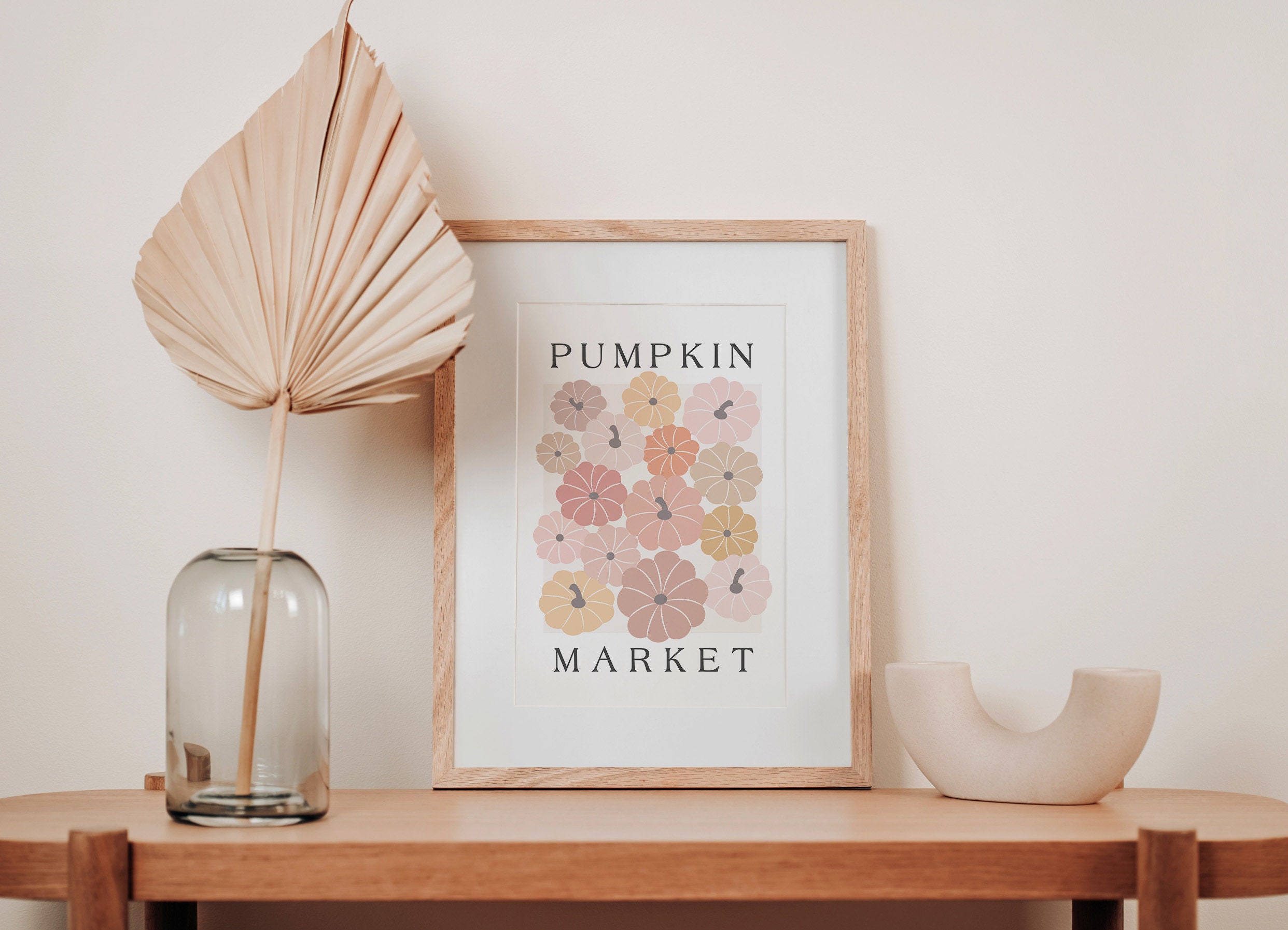 Boho Pumpkins Wall Art PRINTABLE, Fall Pumpkin Market Print, Neutral ...