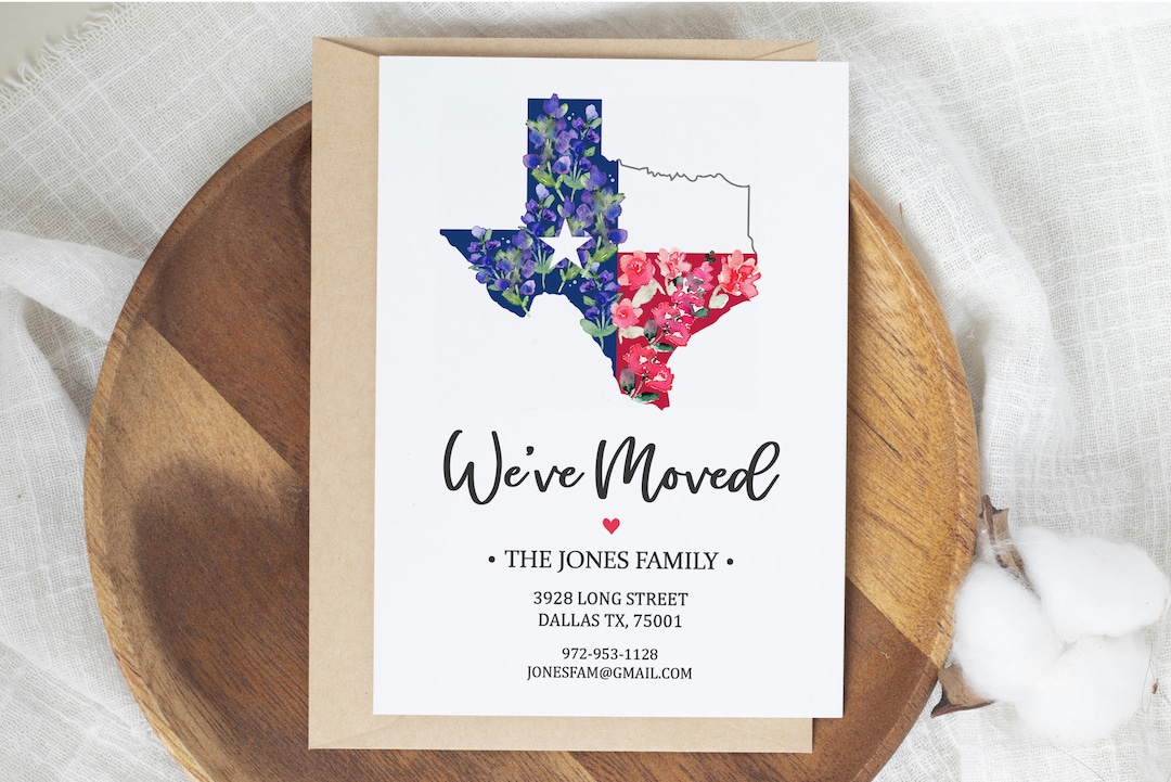 We've Moved to Texas Postcard, Personalized Moving Announcement Card ...