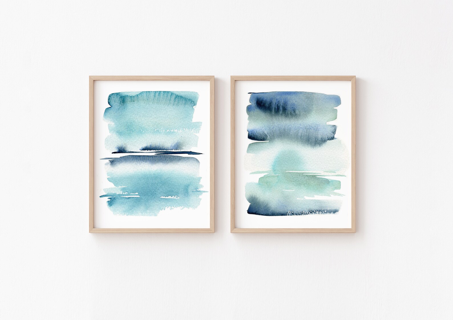 Blue Abstract Sea Art Print Set Minimalist Modern Ocean Wave - Etsy
