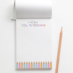 Teacher Note Pad Personalized, Colorful Custom School Stationery, Cute ...