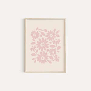 Boho Pink Floral Wall Art, Modern Botanical Decor Neutral, Minimalist ...