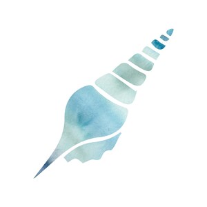 Blue Seashell Print Set of 9, Turquoise Watercolor Coastal Wall Art ...