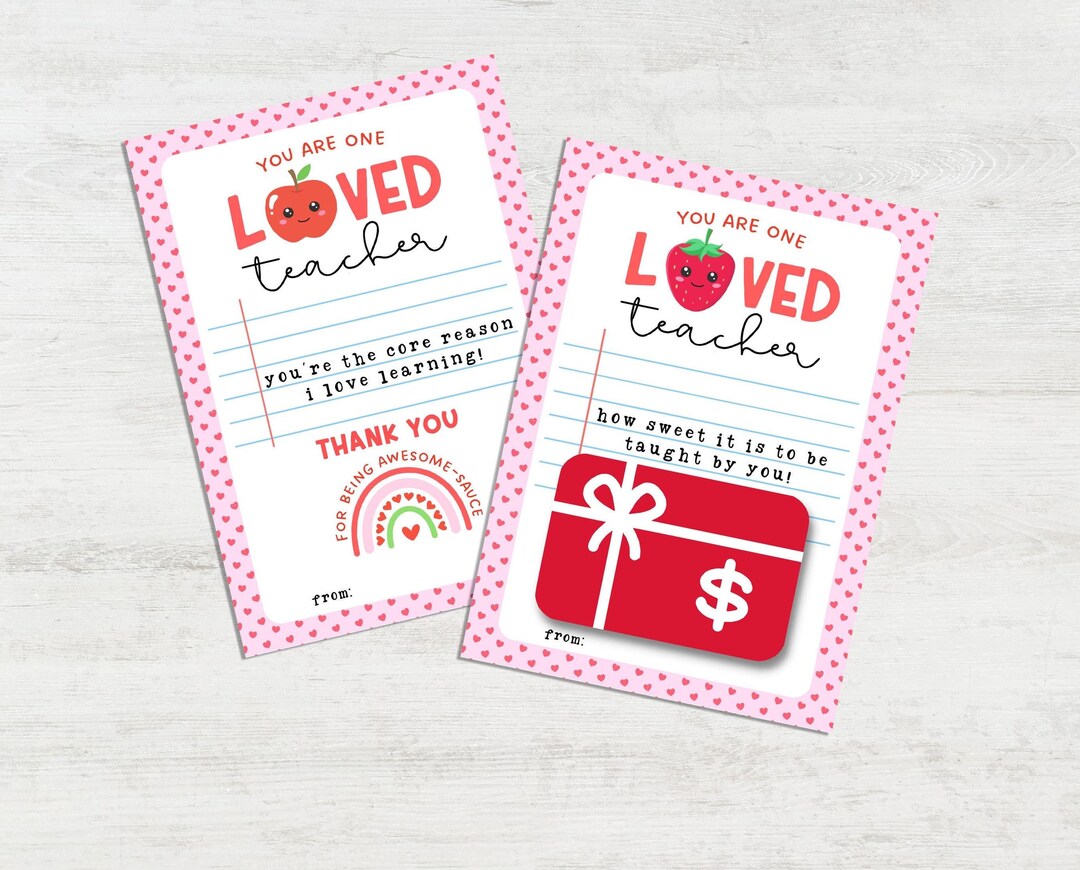 PRINTABLE Valentine's Day Gift Card Holder for Teacher, Cute Strawberry ...