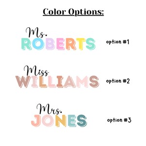 Teacher Name Sticker, Colorful Custom Vinyl Decal, Boho Rainbow Water ...