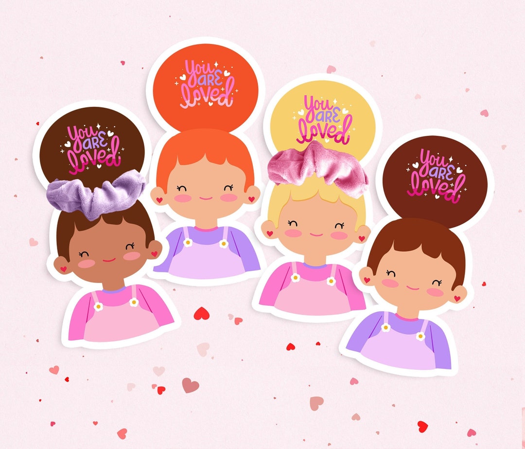 Valentine Scrunchie PRINTABLE, Cute Kids Valentine's Day Cards, Hair ...