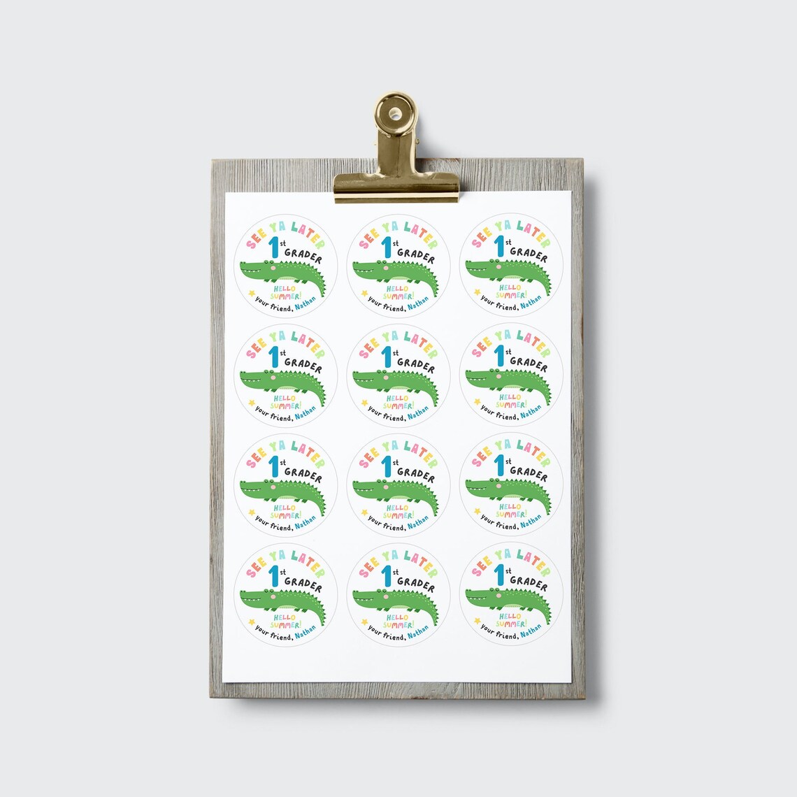 Personalized End of Year Stickers, Cute Alligator See Ya Later, Summer ...