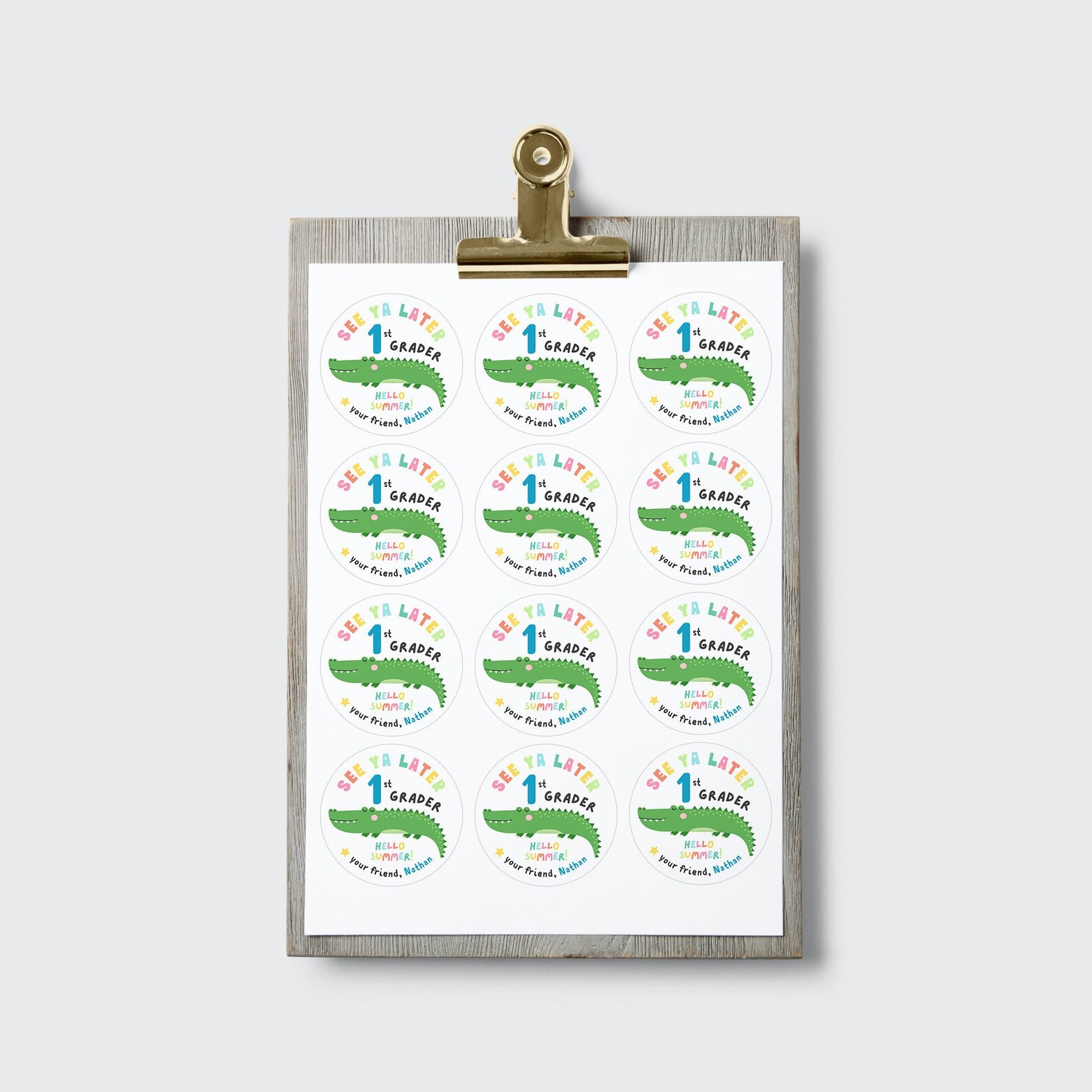 Personalized End of Year Stickers, Cute Alligator See Ya Later, Summer ...