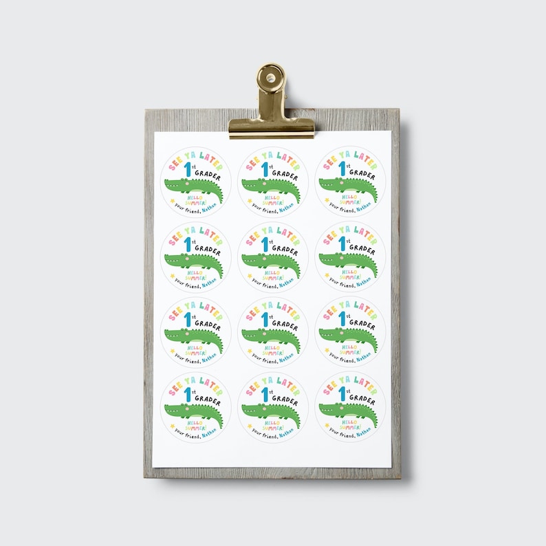 Personalized End of Year Stickers, Cute Alligator See Ya Later, Summer ...