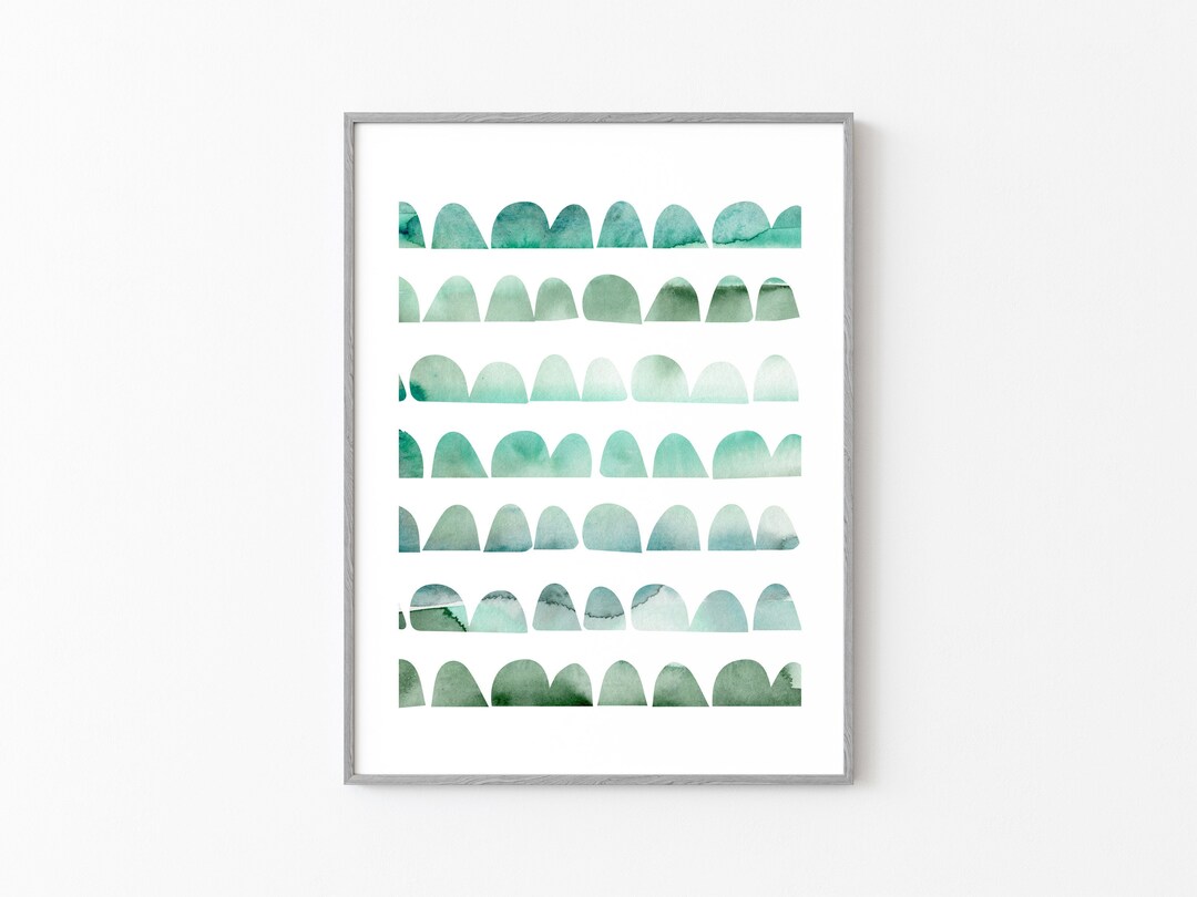 Turquoise Sea Glass Abstract Art Print, Modern Coastal Wall Art, Blue ...
