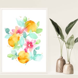 Oranges Fruit Painting, Bright Watercolor Food Wall Art, Summer Citrus ...