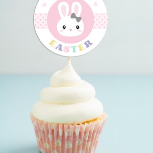Easter Bunny Cupcake Toppers PRINTABLE, Girl Boy Easter Digital Party ...