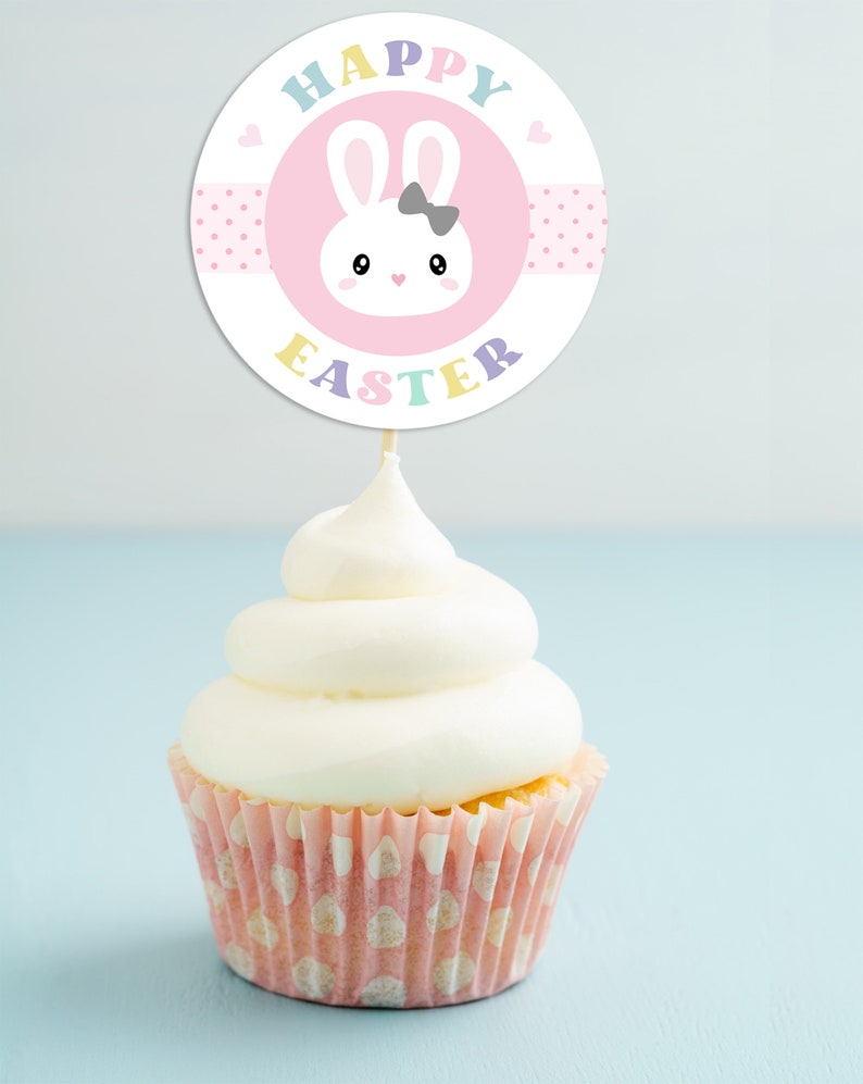 Easter Bunny Cupcake Toppers PRINTABLE Girl Boy Easter - Etsy