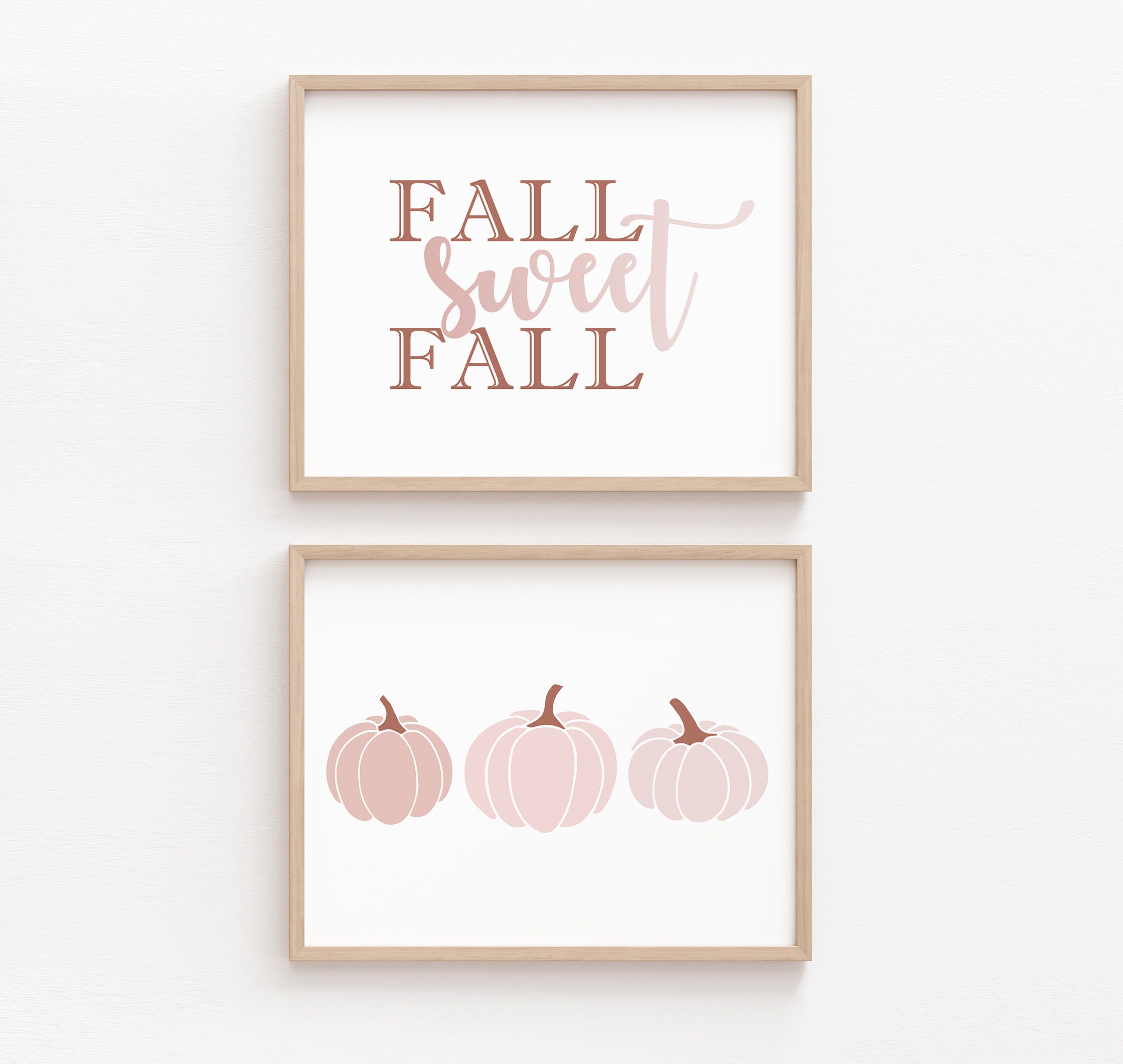 Boho Pink Pumpkin Wall Art PRINTABLE, Pastel Sweet Fall Print Set ...