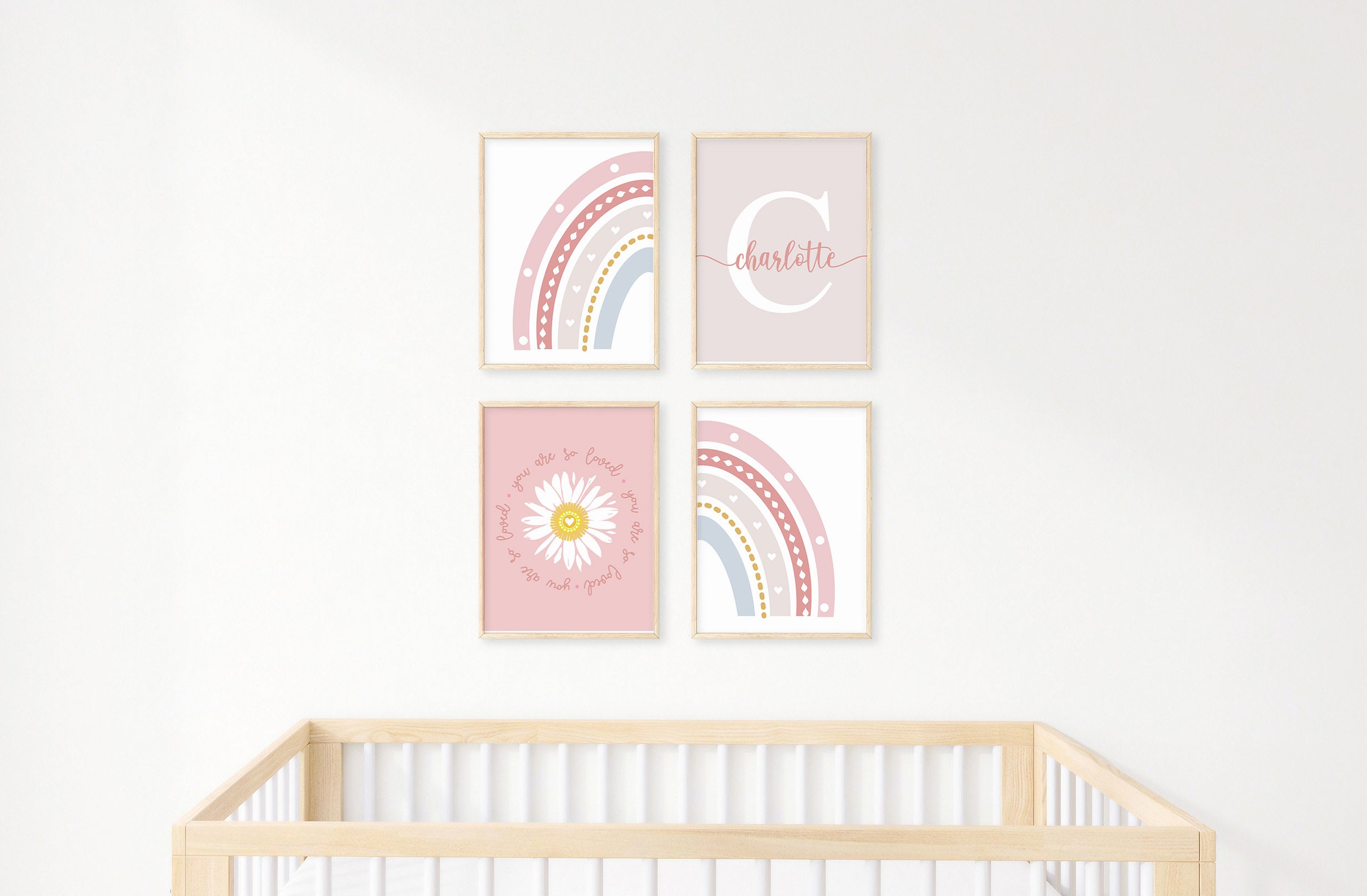 Boho Daisy Nursery Set of 4 PRINTABLE Pastel Rainbow - Etsy