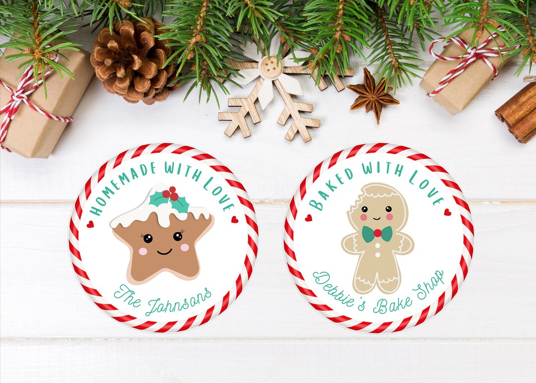 Personalized Baking Christmas Stickers, Homemade With Love Customized ...