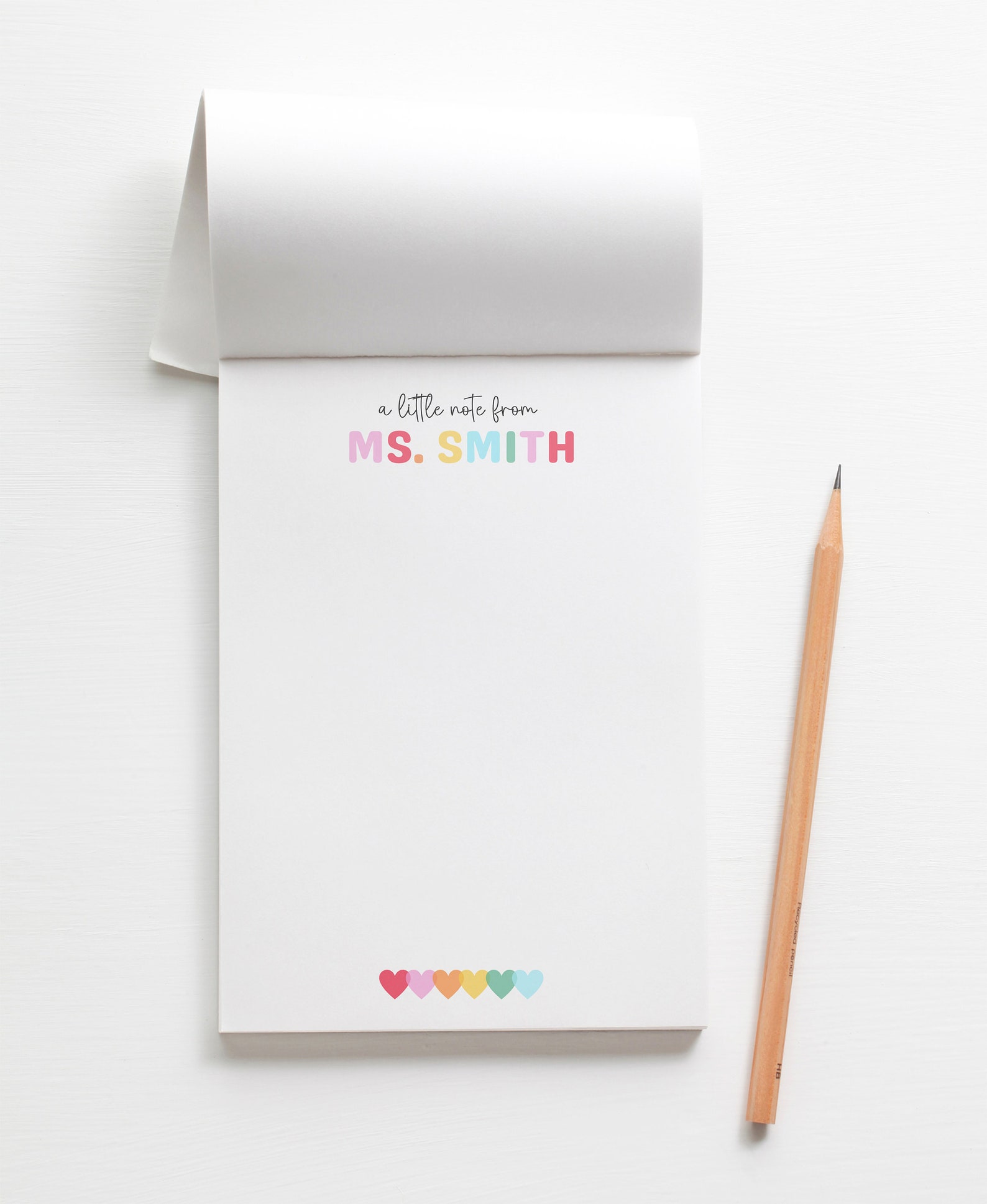 Personalized Teacher Note Pad, Colorful Custom School Stationery, New ...
