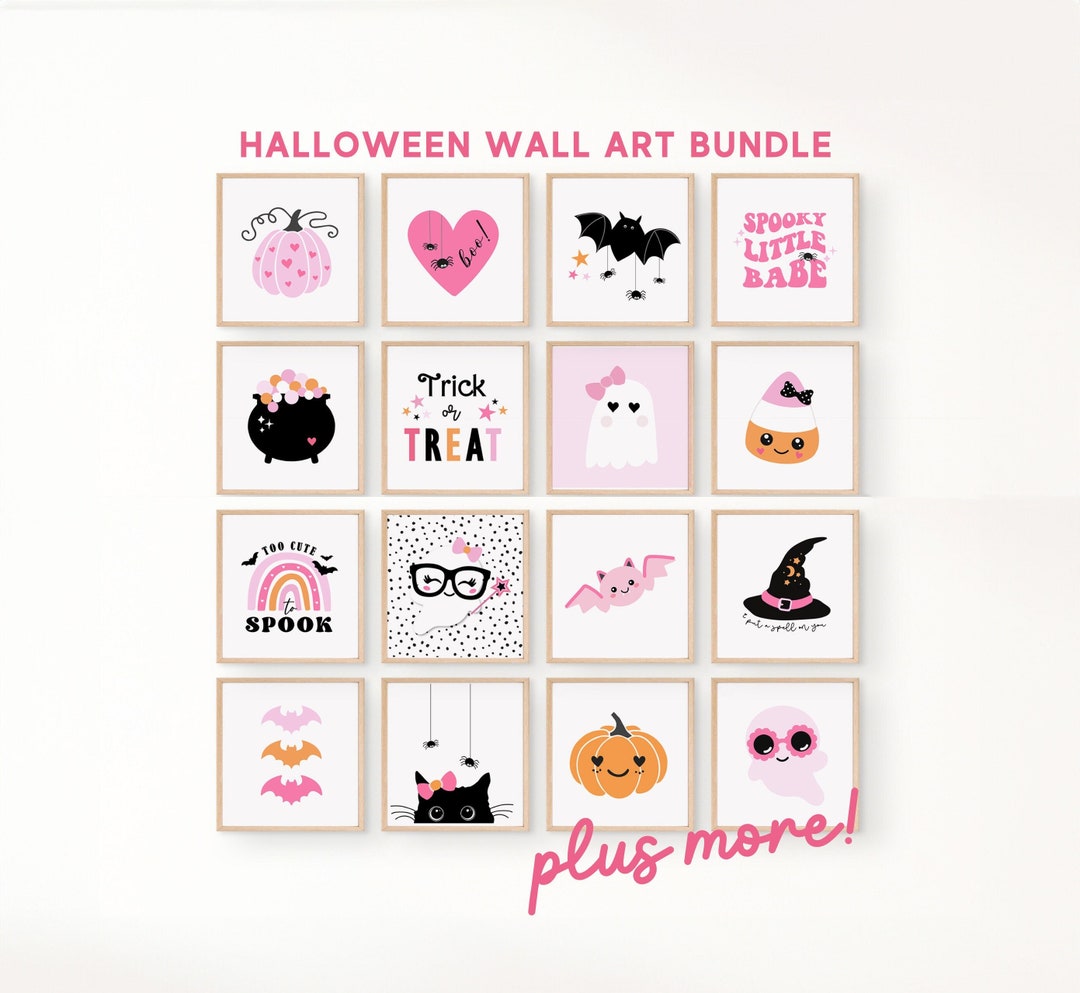 Halloween Bundle Nursery Wall Art PRINTABLE, Cute Girls Room Halloween ...