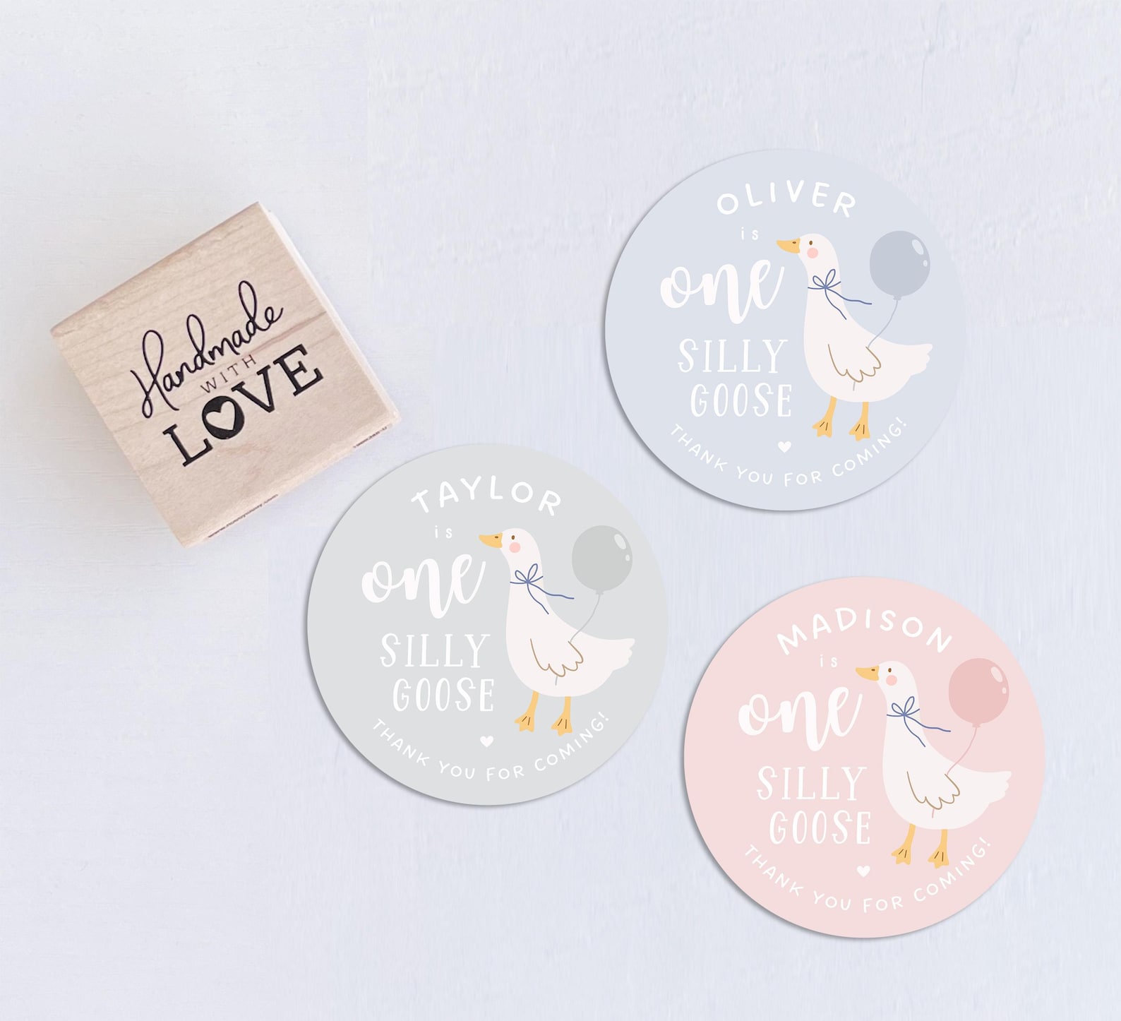 Goose Birthday Stickers With Name, Personalized First Birthday Tags ...