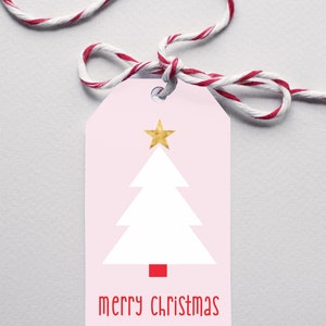 Boho Christmas Gift Tag PRINTABLE, Pink Merry Christmas Favors, Cute ...