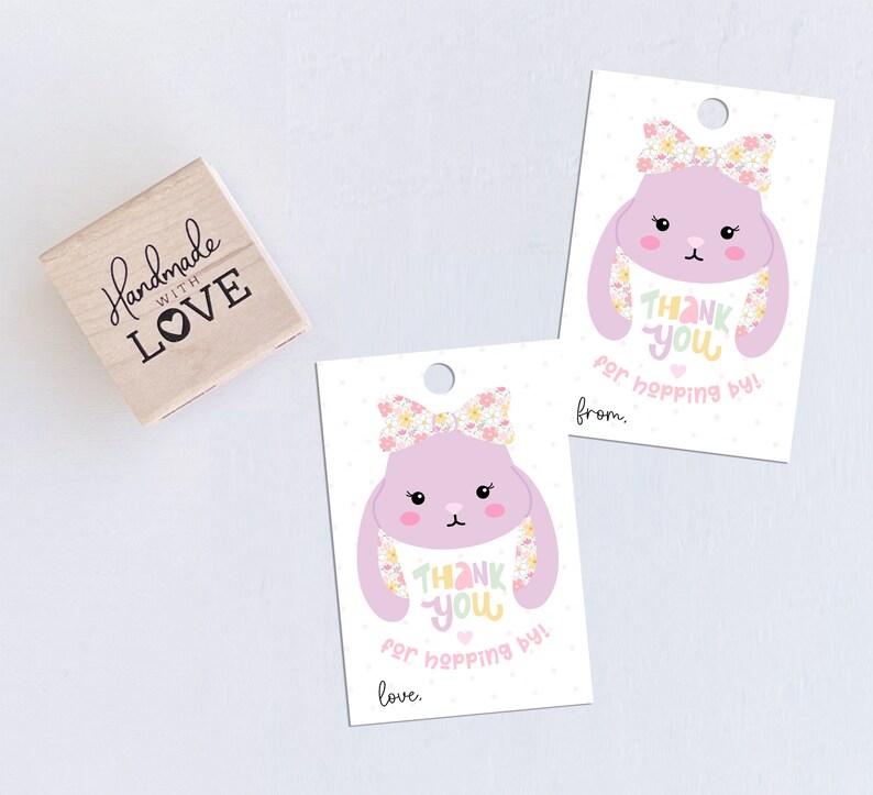 Bunny Gift Tag PRINTABLE, Thank You for Hopping by Party Favors, Cute ...