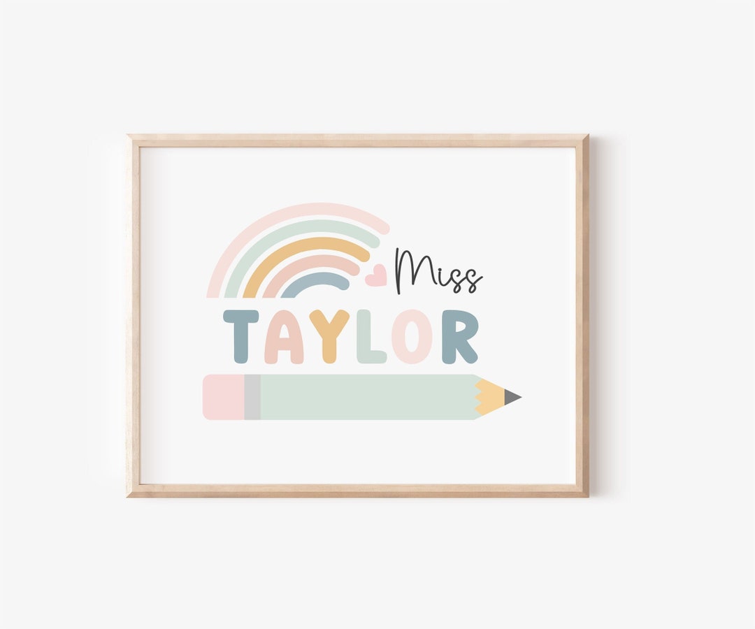 Teacher Name Sign PRINTABLE, Personalized Boho First Day of School ...