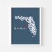 Blue Florida Map Art Print Sunshine State Beach House Decor - Etsy