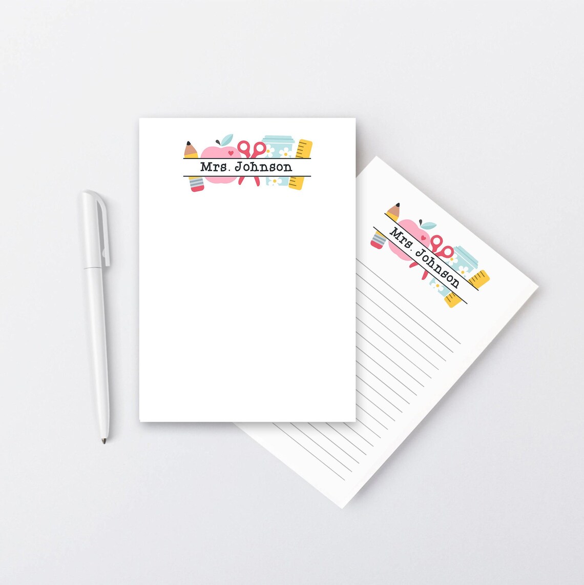 Retro Teacher Note Pad Personalized, Colorful Custom School Stationery ...