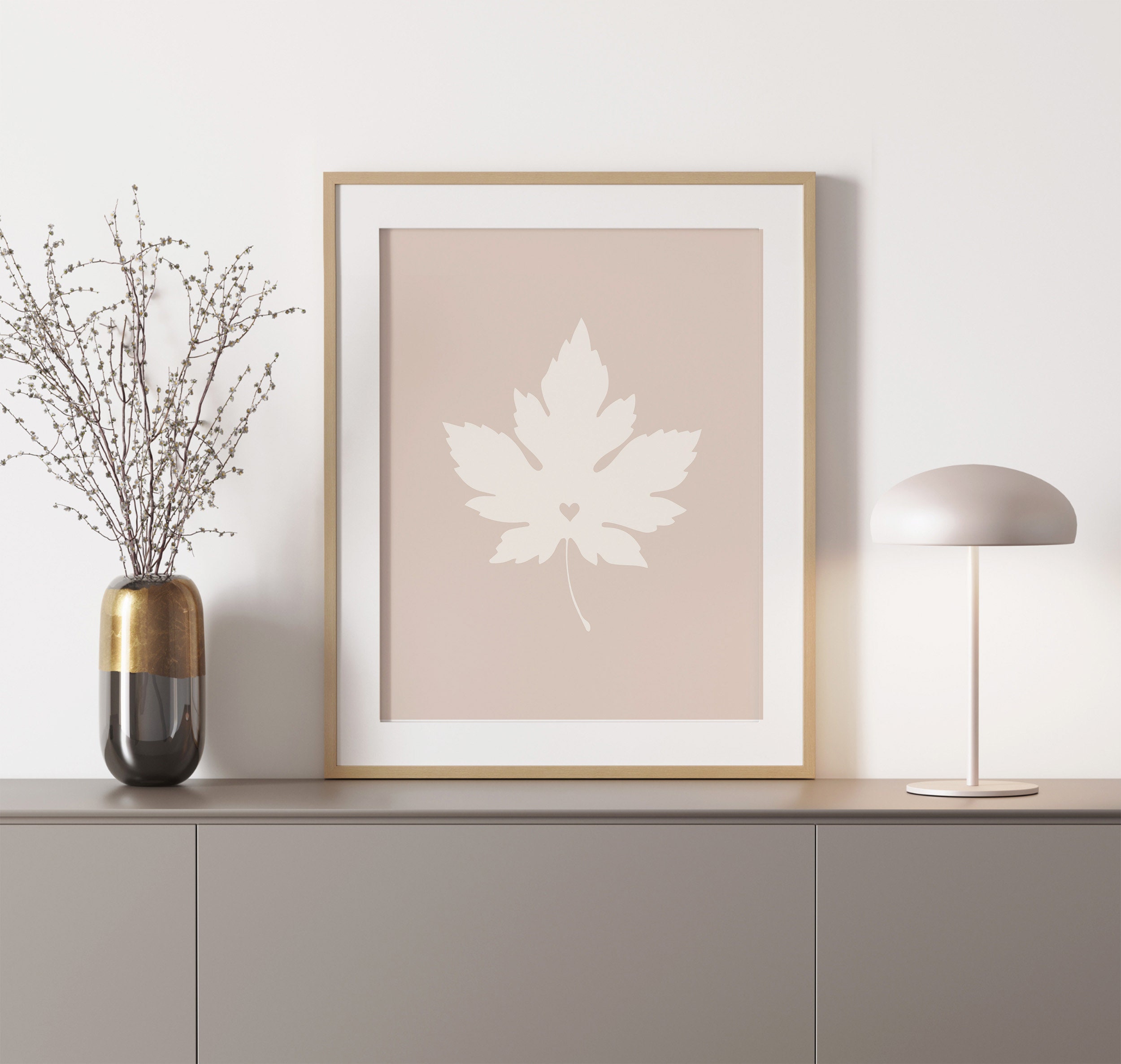 Neutral Leaves Wall Art PRINTABLE, Taupe Fall Maple Leaf Print Set ...