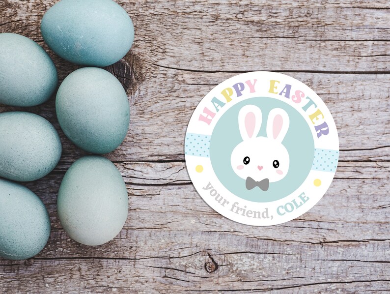 Personalized Easter Bunny Stickers, Pastel Easter Labels for Treat Bags ...