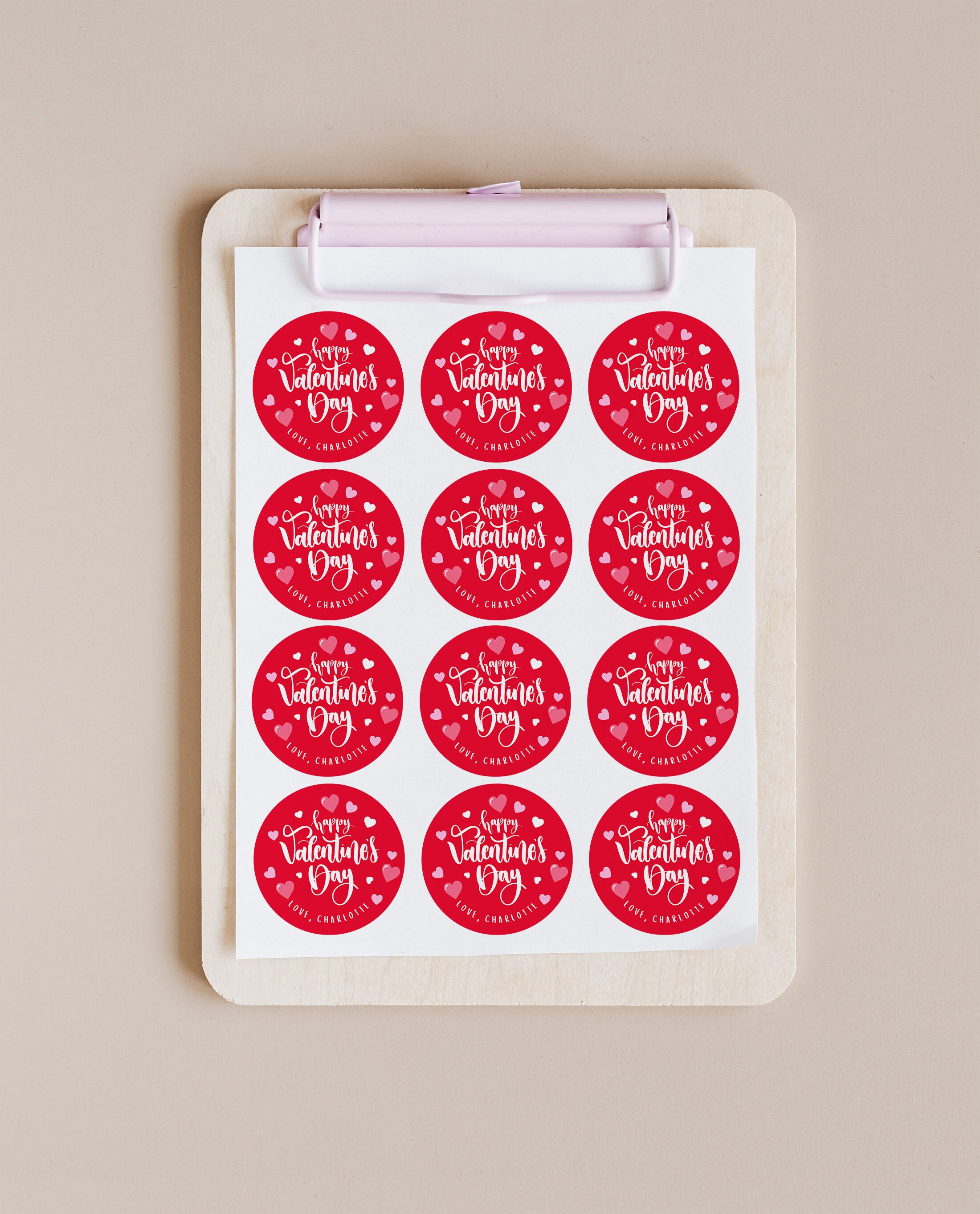 Personalized Valentine Sticker Tags, Minimalist Valentine's Day Treat ...