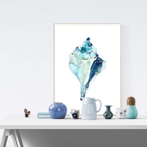 Watercolor Seashell Print, Shell Coastal Wall Art, Beach House Decor ...