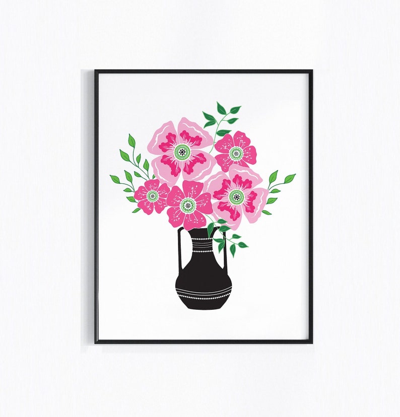 Hot Pink Floral Wall Art PRINTABLE Spring Flower Wall Decor - Etsy