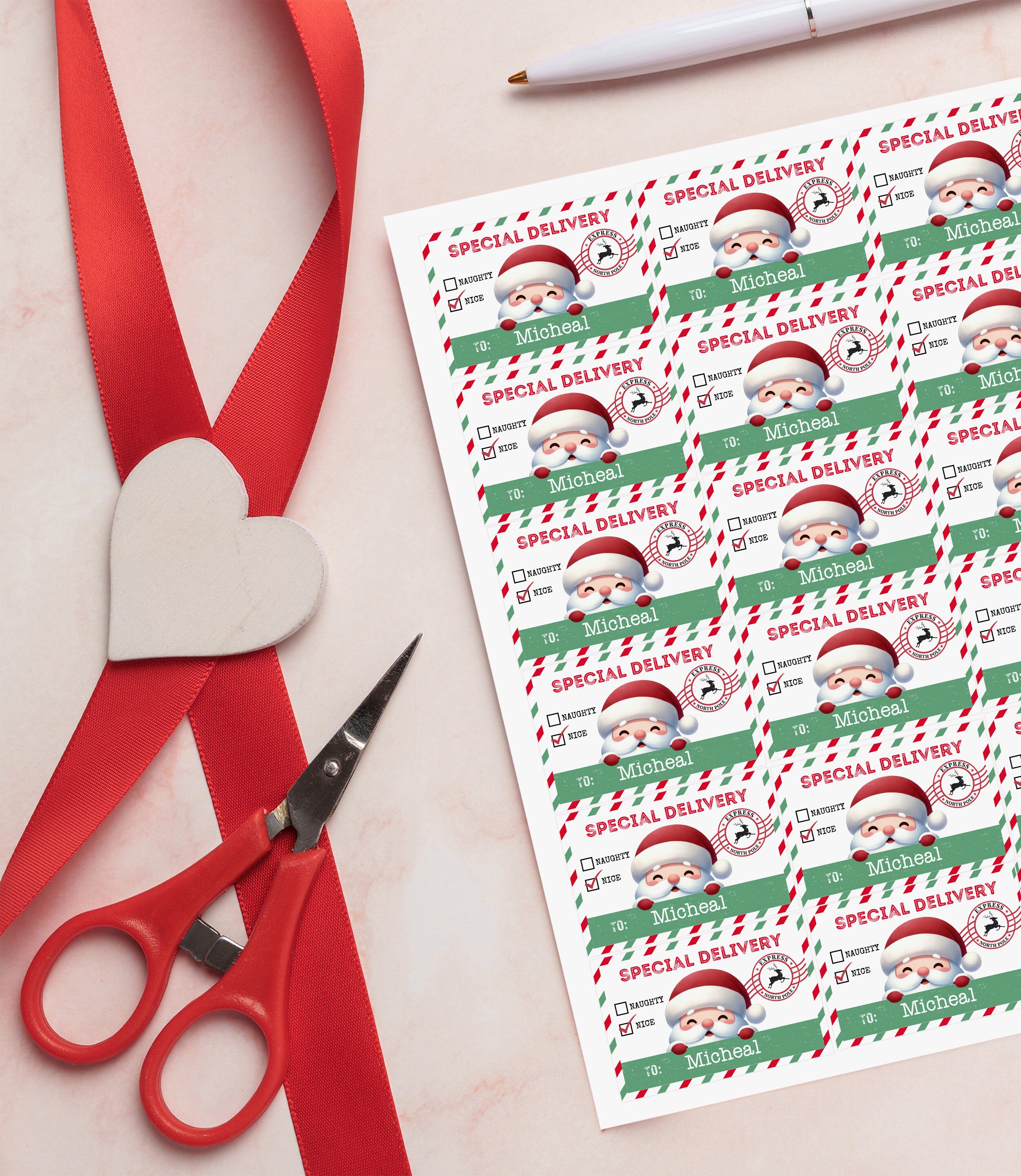 Personalized Santa Stickers, Custom Christmas Labels With Name, Bright ...