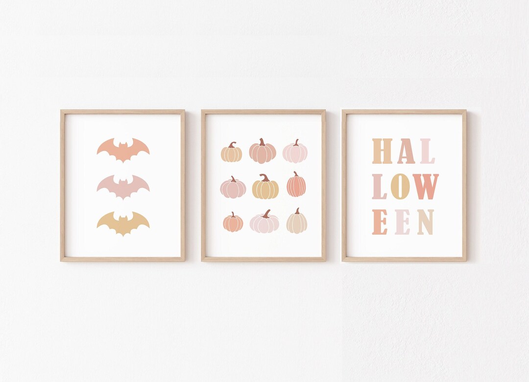 Boho Halloween Wall Art PRINTABLE, Cute Girls Room Neutral Halloween ...