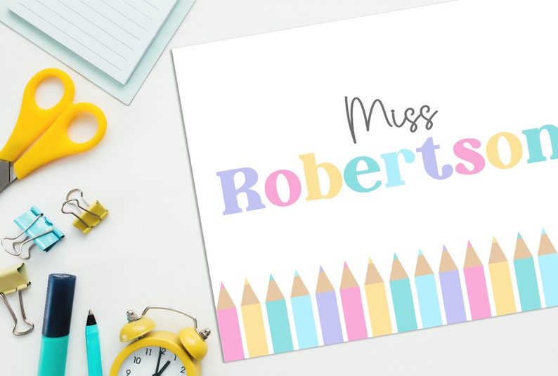 Teacher Name Sign PRINTABLE, Personalized Colorful First Day of School ...
