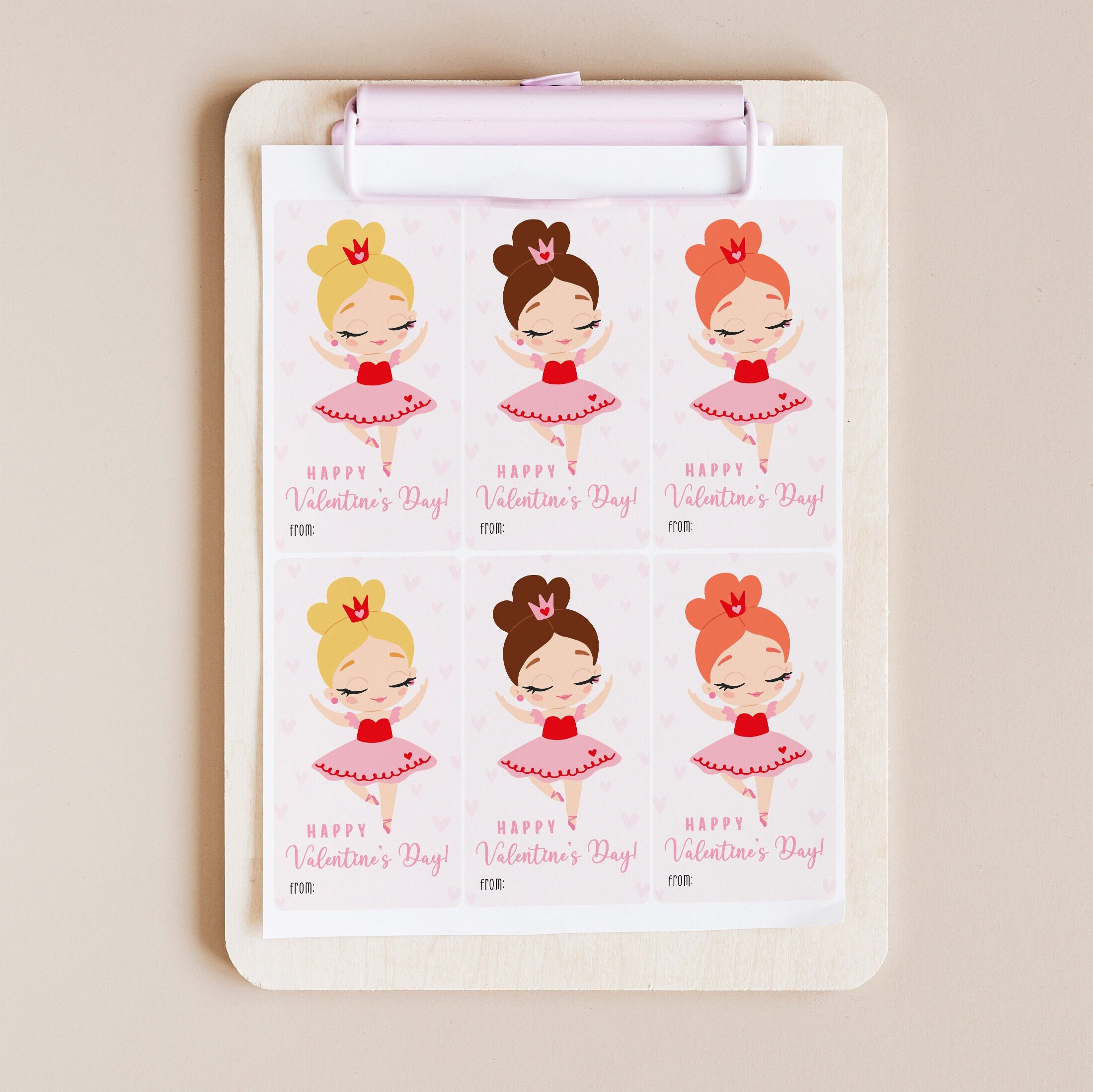 Ballerina Valentine PRINTABLE, Dance Valentine's Day Cards, Cute ...