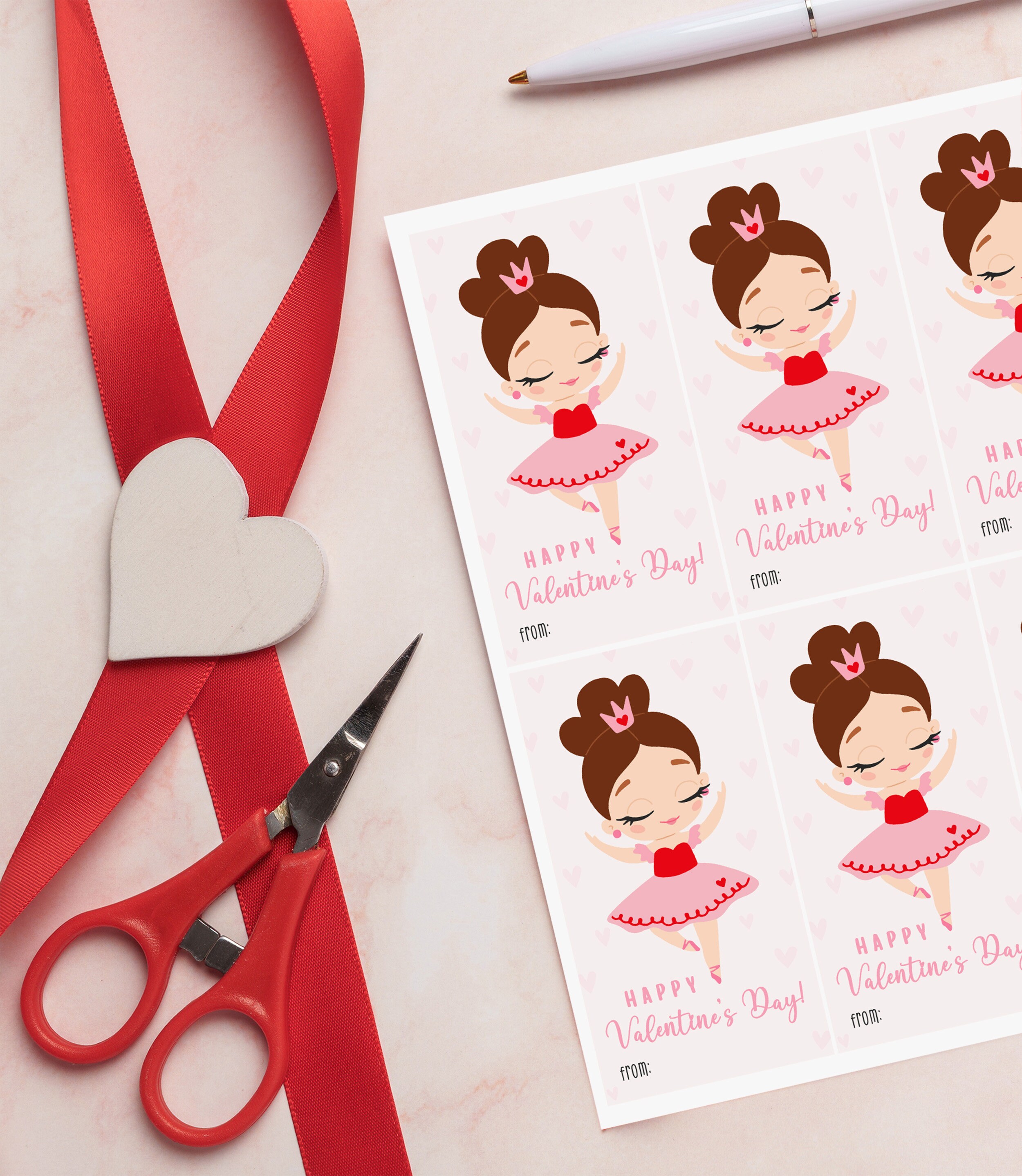 Ballerina Valentine PRINTABLE, Dance Valentine's Day Cards, Cute ...