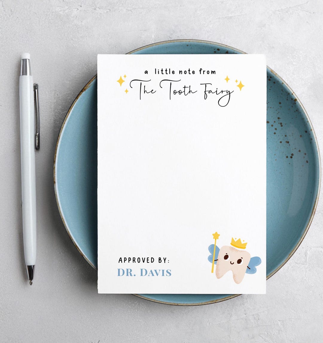 Tooth Fairy Notepad Personalized, Custom Stationery for Pediatric ...