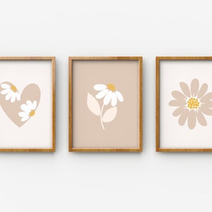 Neutral Daisy Nursery Wall Art, Dream Big Little One Modern Daisy Decor ...