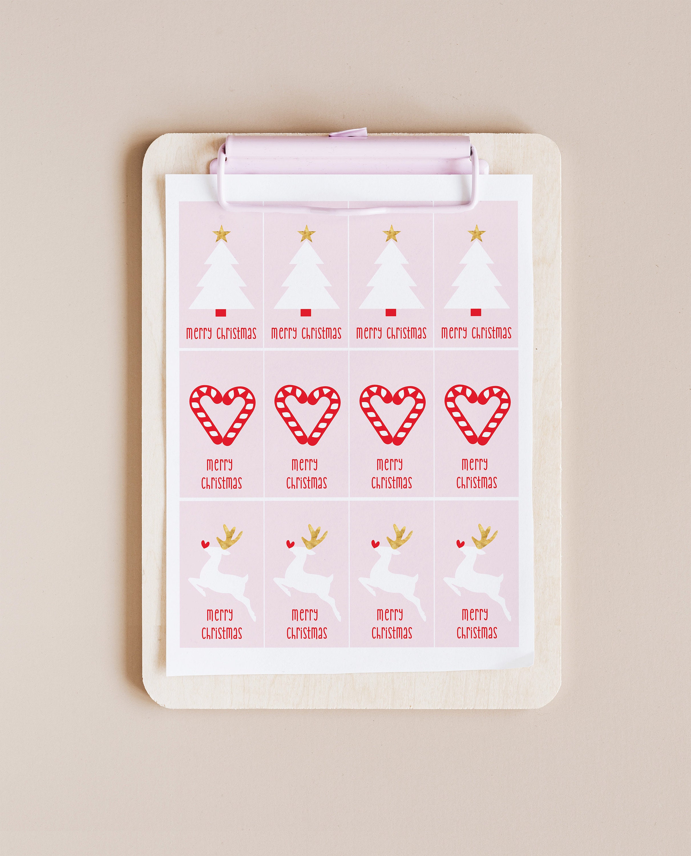 Boho Christmas Gift Tag PRINTABLE, Pink Merry Christmas Favors, Cute ...