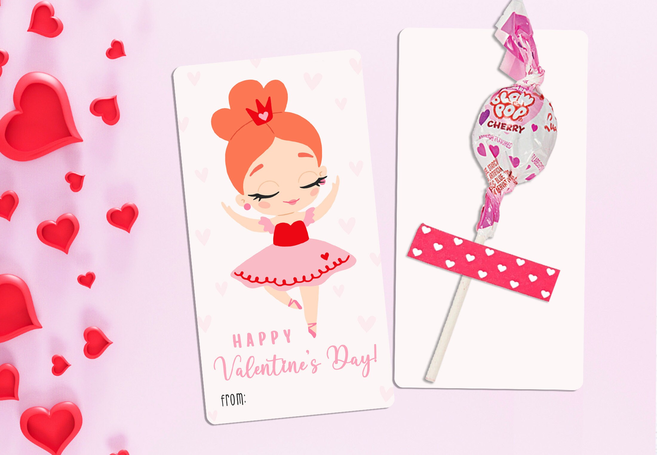 Ballerina Valentine PRINTABLE, Dance Valentine's Day Cards, Cute ...