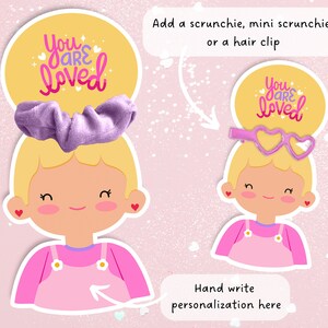 Valentine Scrunchie PRINTABLE, Cute Kids Valentine's Day Cards, Hair ...