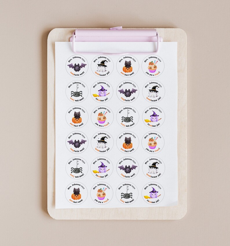 Personalized Teacher Reward Halloween Stickers, Custom Well Done Labels ...