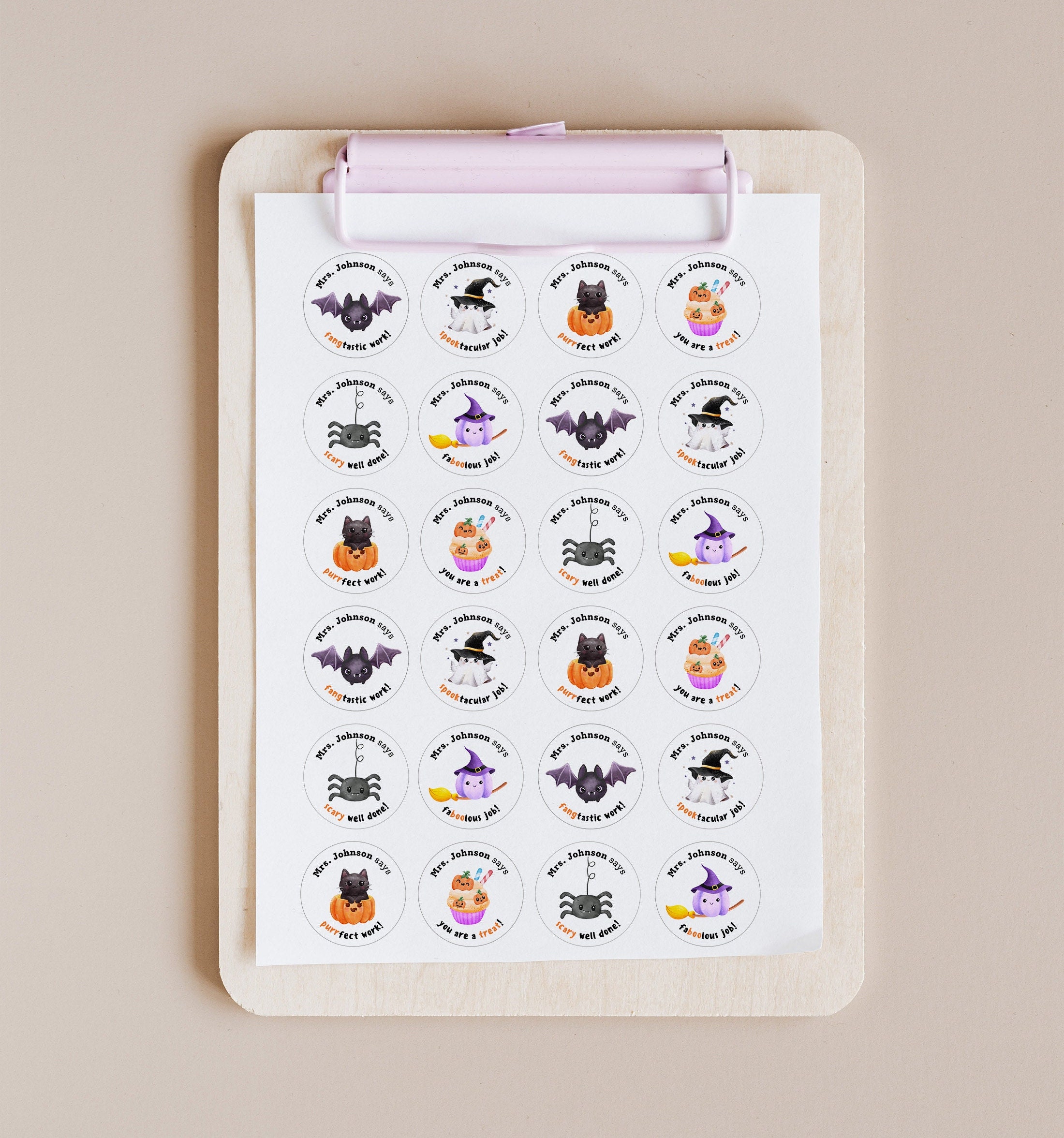 Personalized Teacher Reward Halloween Stickers, Custom Well Done Labels ...