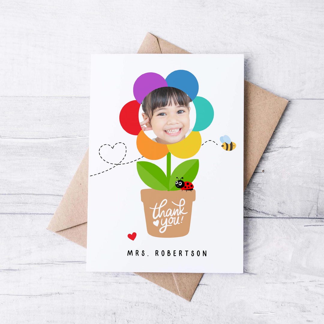 Personalized Teacher Appreciation Card, Custom Kids Photo Teacher End ...