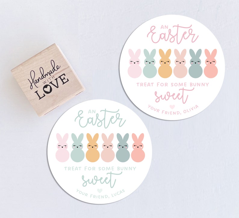 Personalized Easter Treat Labels, Boho Bunny Stickers for Candy Bags ...