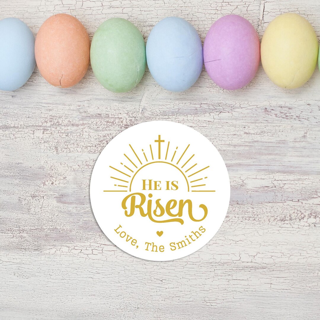 Personalized Christian Easter Stickers, He is Risen Envelope Seals ...