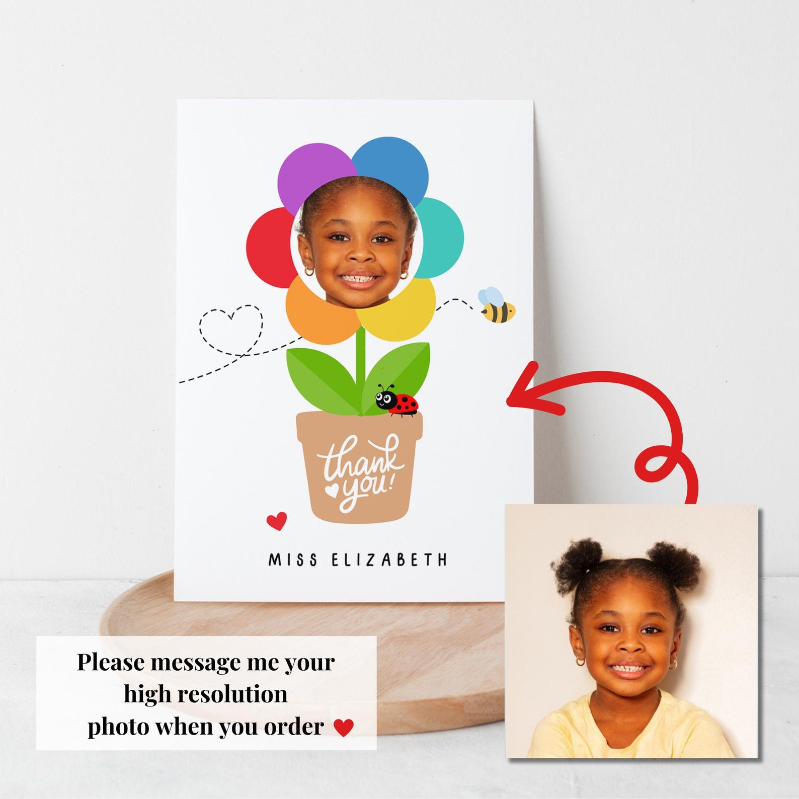 Personalized Teacher Appreciation Card, Custom Kids Photo Teacher End ...