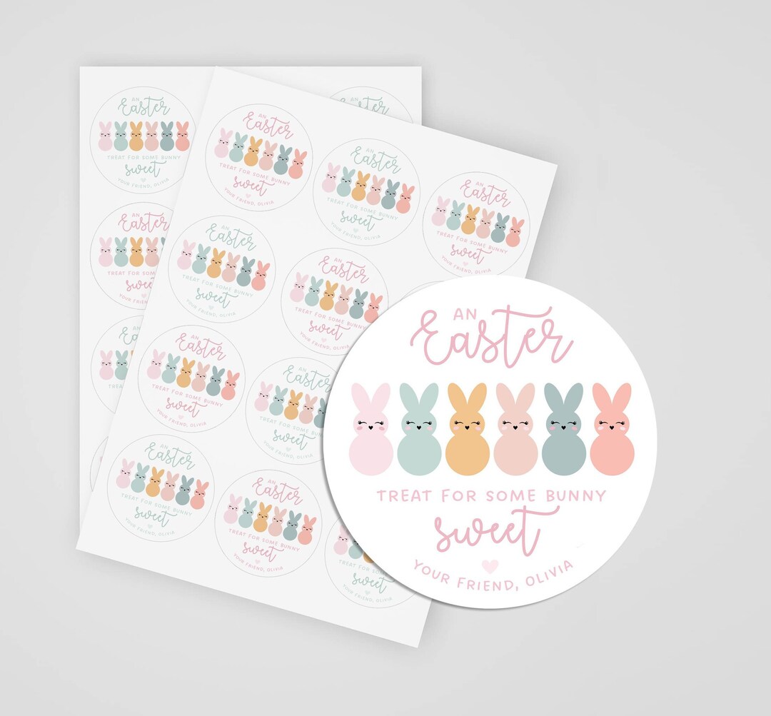 Personalized Easter Treat Labels, Boho Bunny Stickers for Candy Bags ...